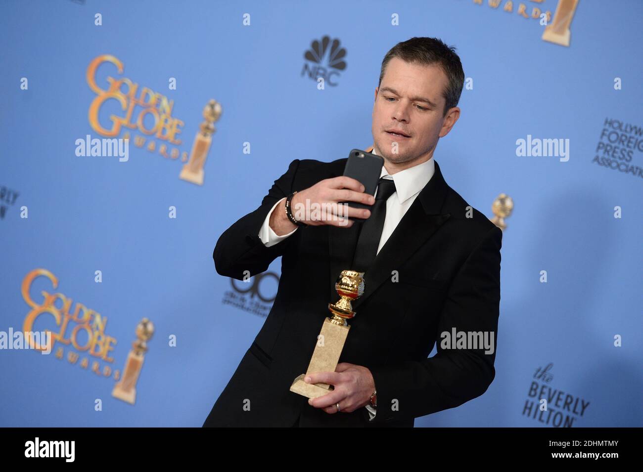 Matt Damon attends the press rooom of the 73rd Annual Golden Globe ...
