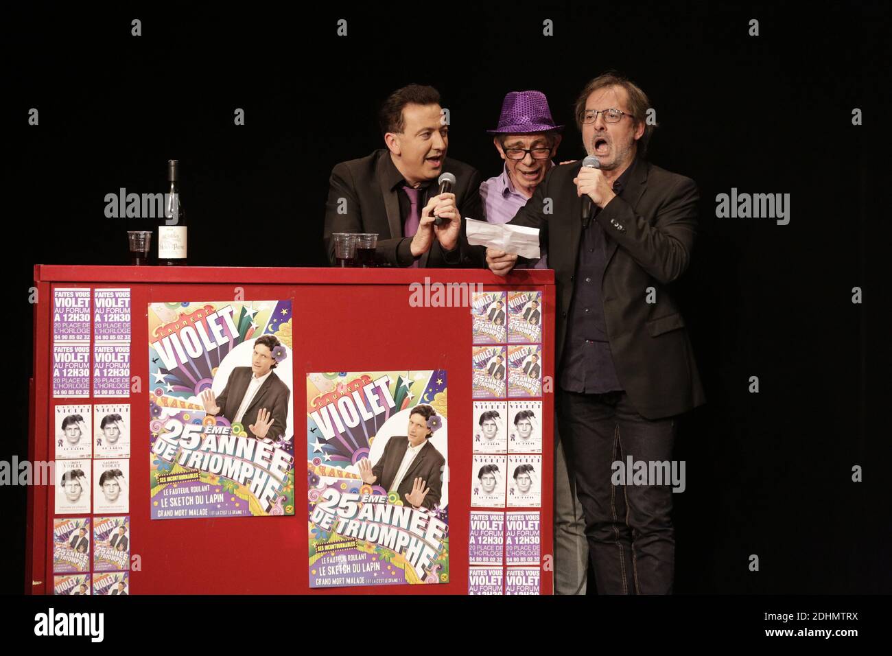 Gerald Dahan, Rene-Marc Guedj et Christophe Aleveque assistent a la ...