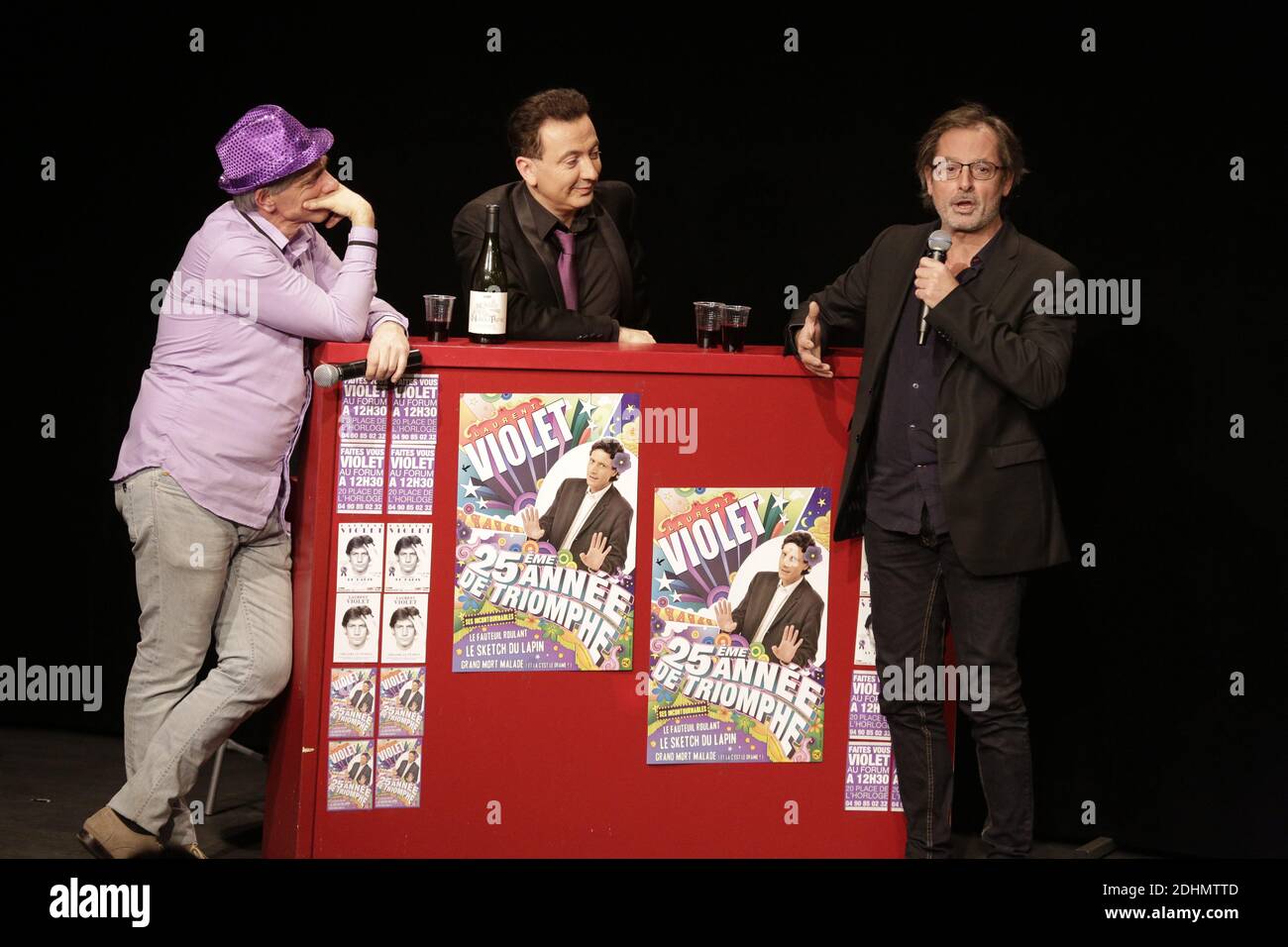 Gerald Dahan, Rene-Marc Guedj et Christophe Aleveque assistent a la ...