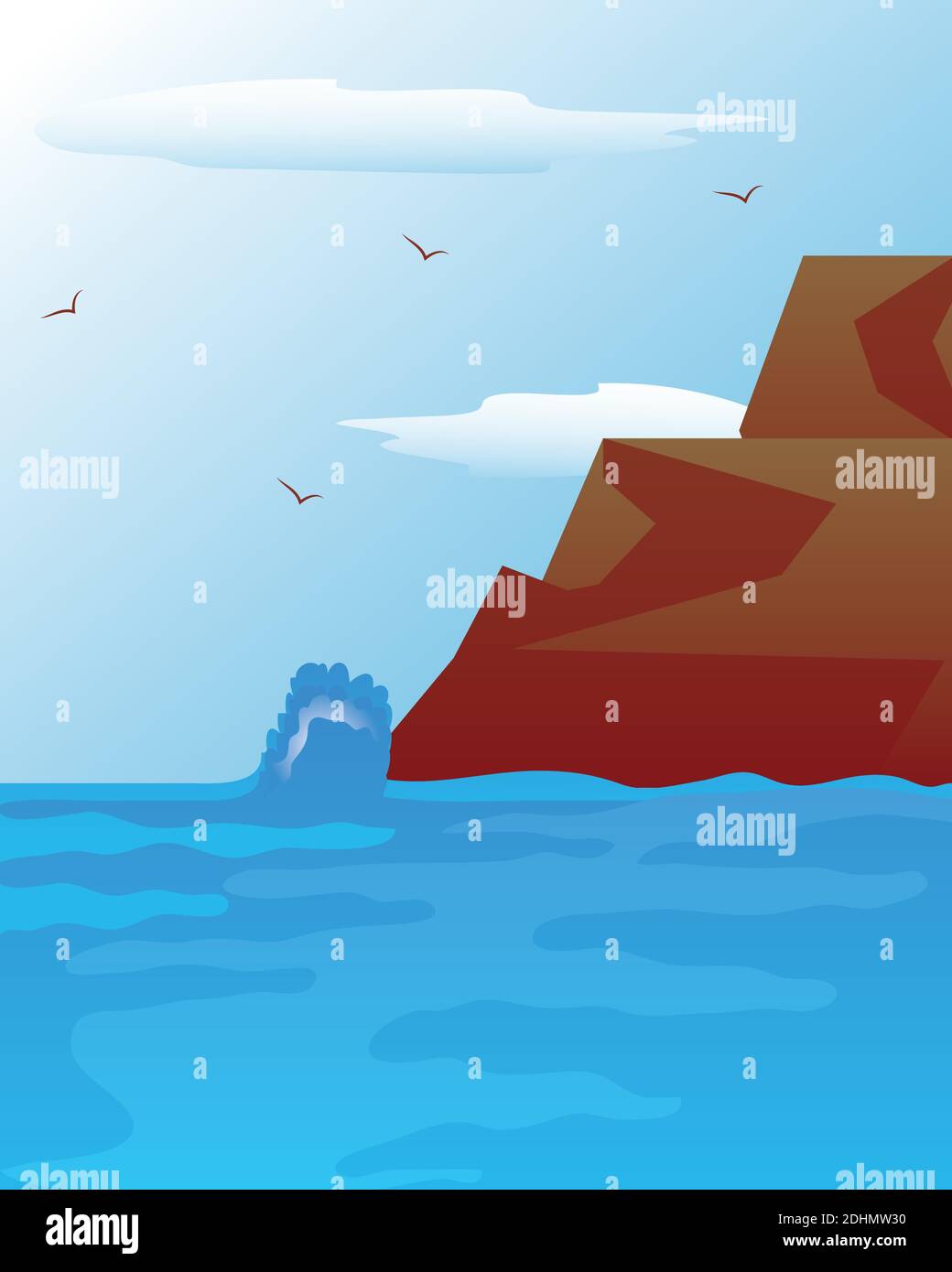 Waves crashing on rocks flying Stock Vector Images - Alamy