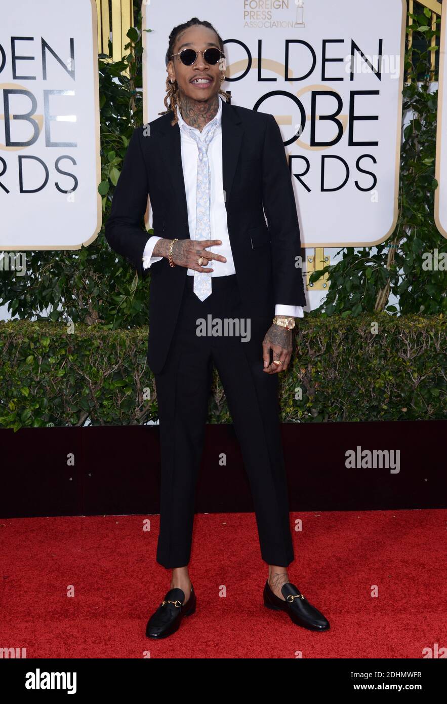 Rapper Wiz Khalifa attending the 73rd Annual Golden Globe Awards held ...