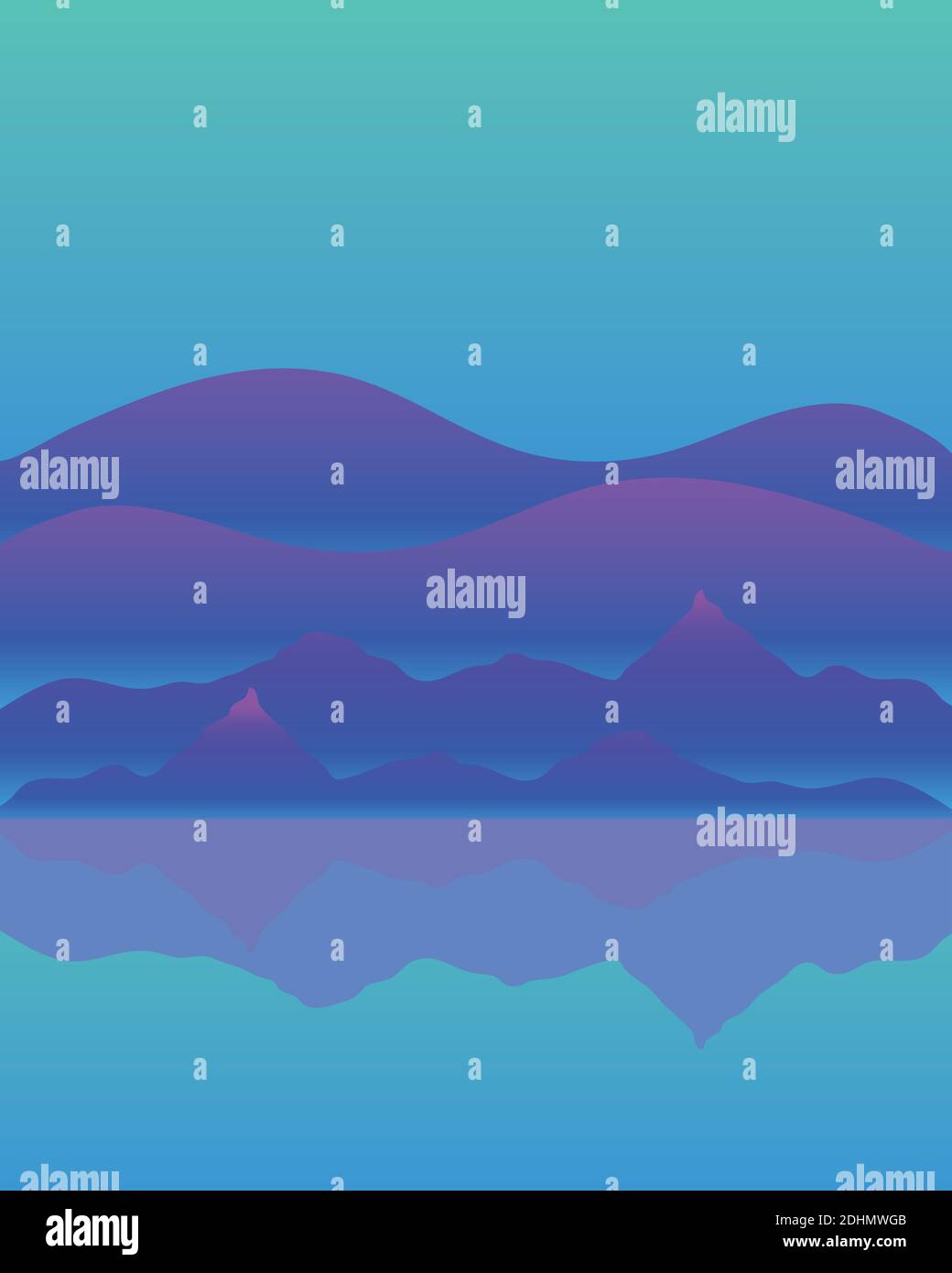 landscape mountains lake reflection nature image vector illustration ...