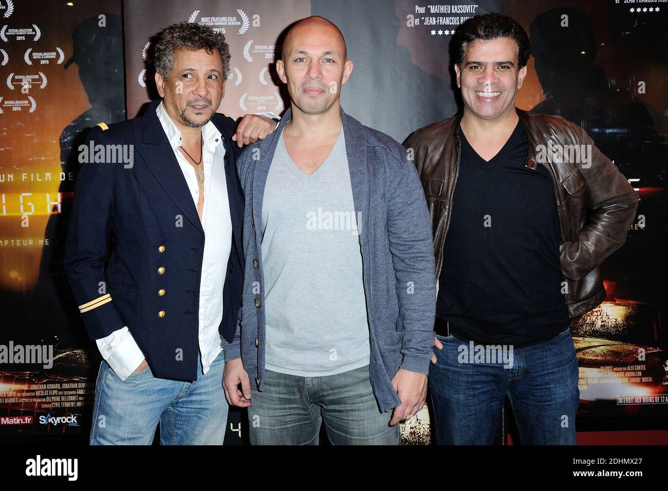 Abel Jafri, Julien Seri et Zakariya Gouram assistent a l'avant-premiere du film 'Night Fare' au ...