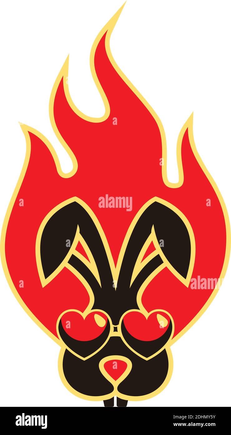 rabbit on fire flat icon flat logo vector design concept Stock Vector ...