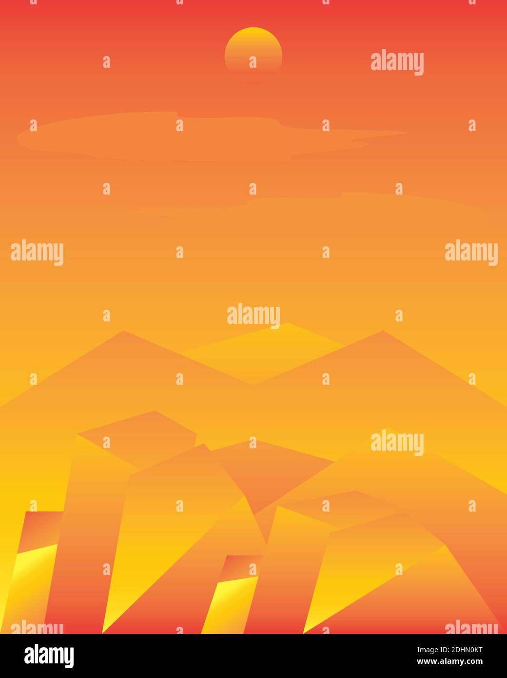 landscape sunset deset gradient nature background vector illustration ...