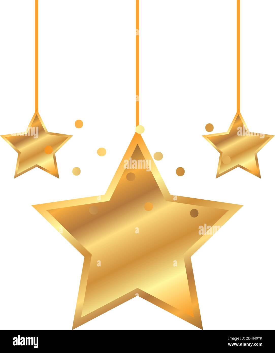 happy new year golden hanging stars decoration vector illustration ...