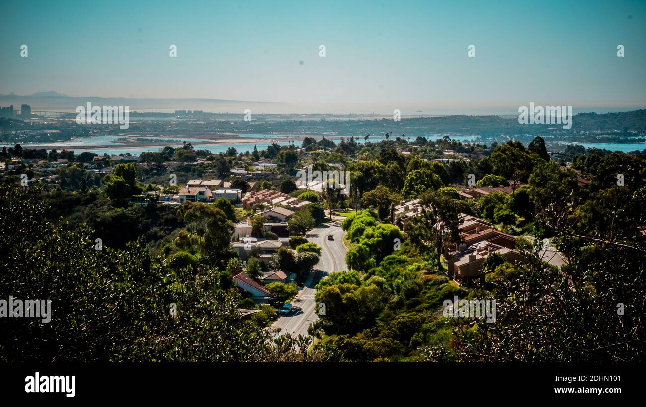 city and beach in aerial overhead view Stock Photo - Alamy