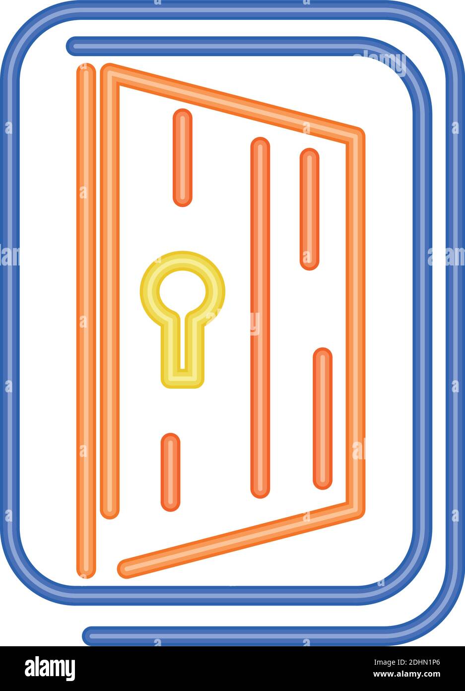 door neon light, entrance sign icon on white background vector ...