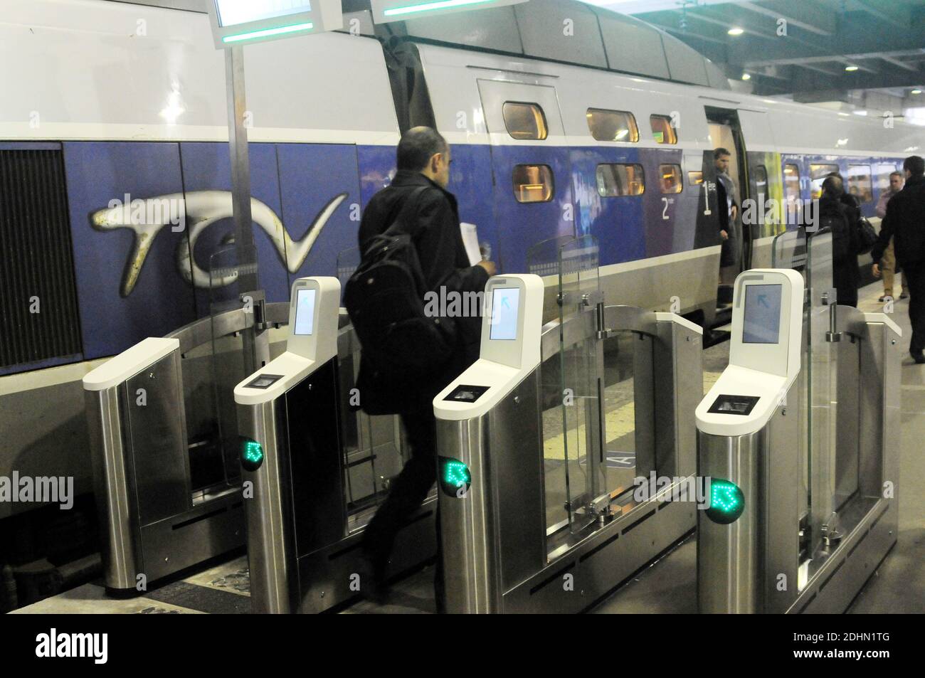 Electronic ticket checkpoint and access gate at the Montparnasse train ...