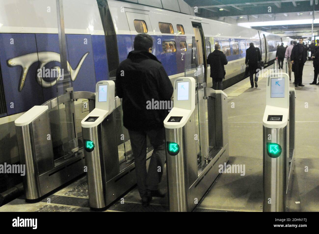 Electronic ticket checkpoint and access gate at the Montparnasse train ...