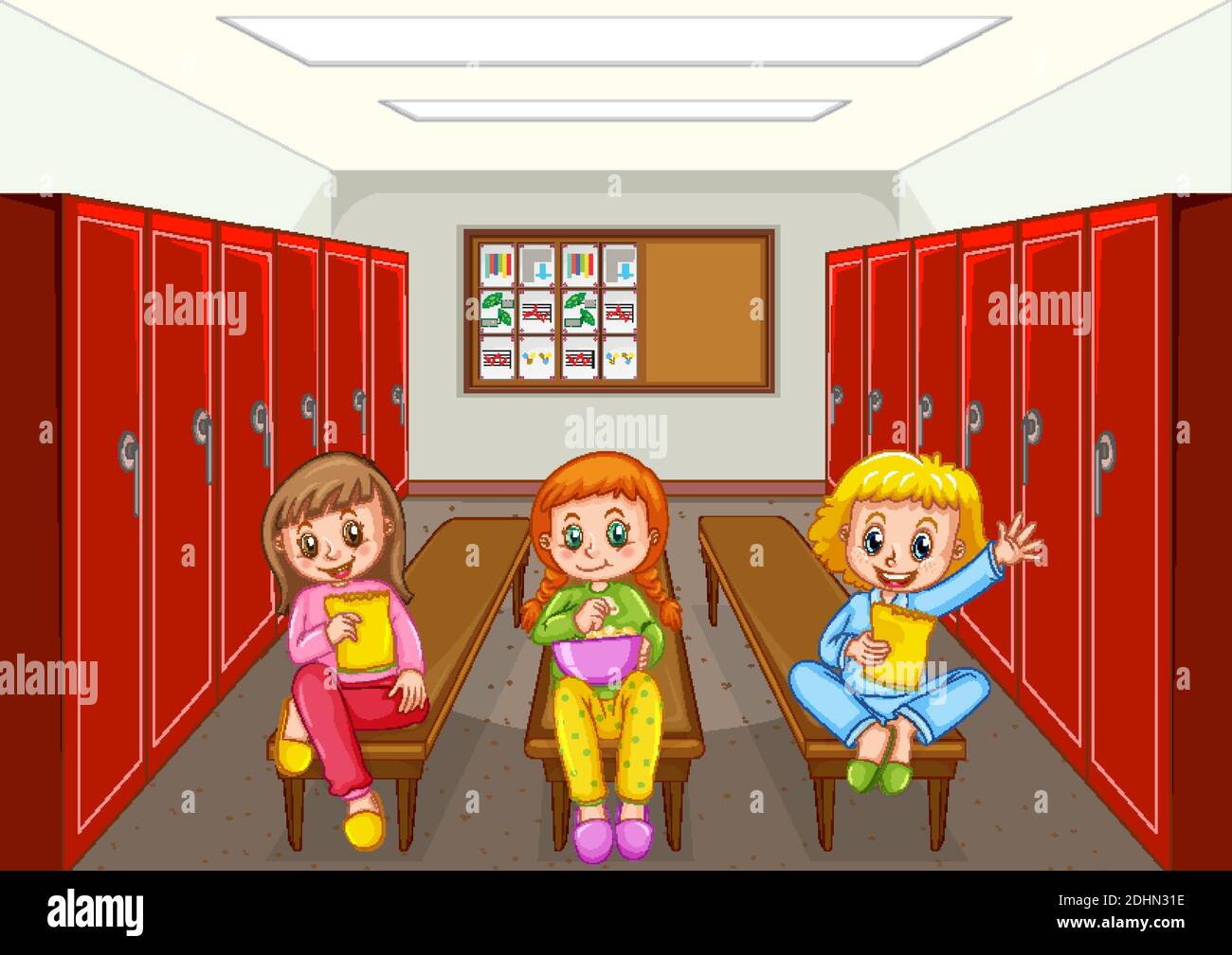 Group of children at changing room illustration Stock Vector Image ...