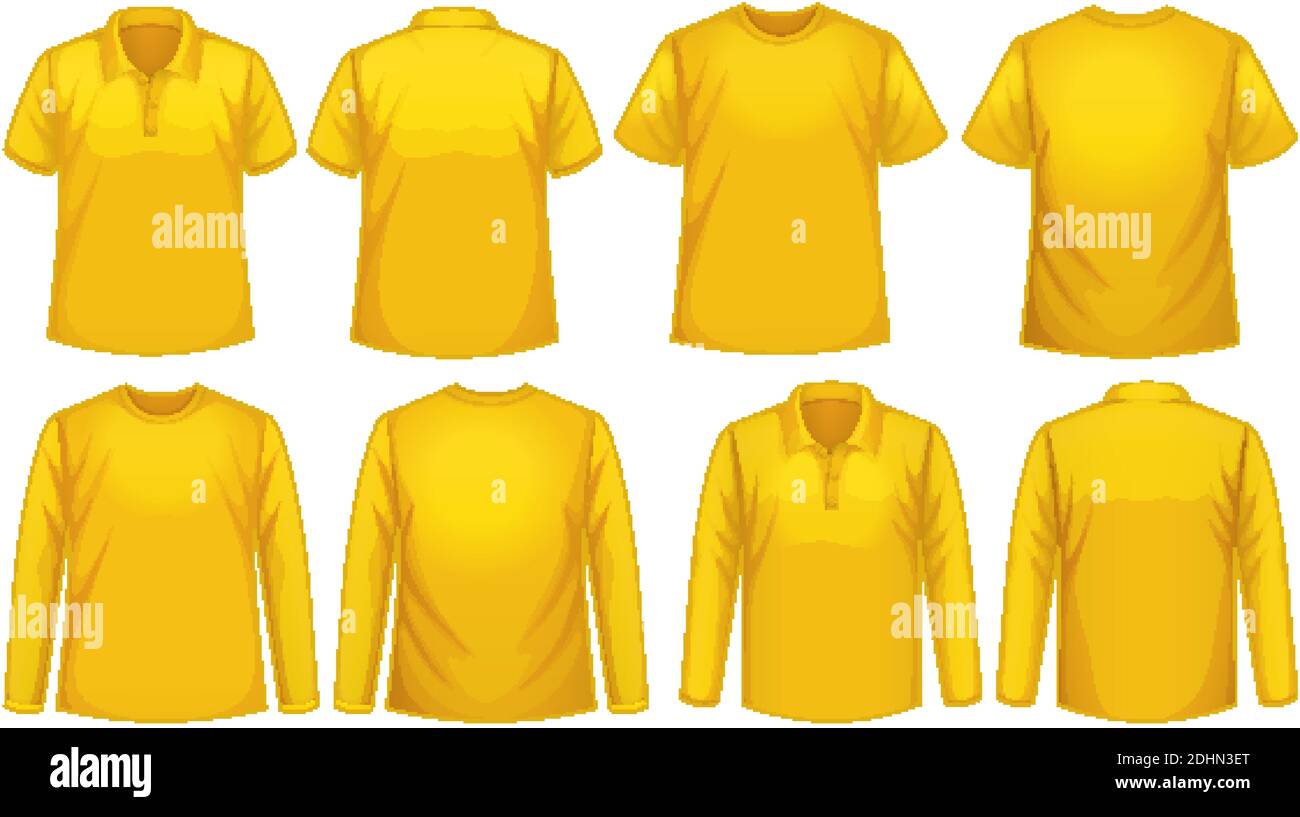 Set of different types of shirt in same color illustration Stock Vector ...