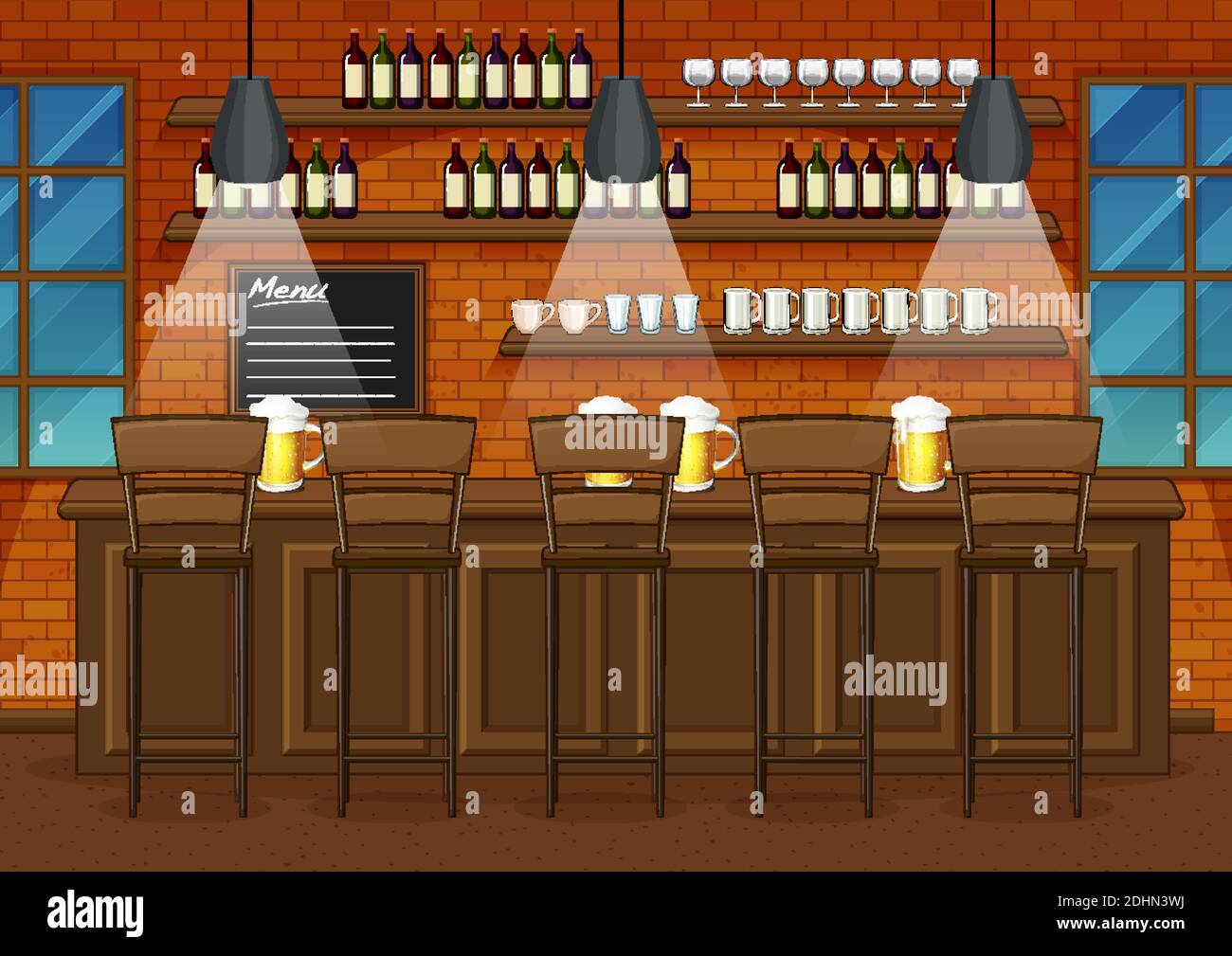 Pub and restaurant background scene illustration Stock Vector Image ...