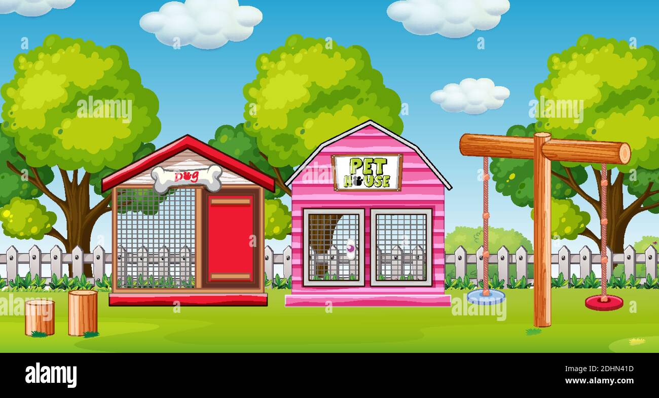 Pet house at front yard illustration Stock Vector Image & Art - Alamy