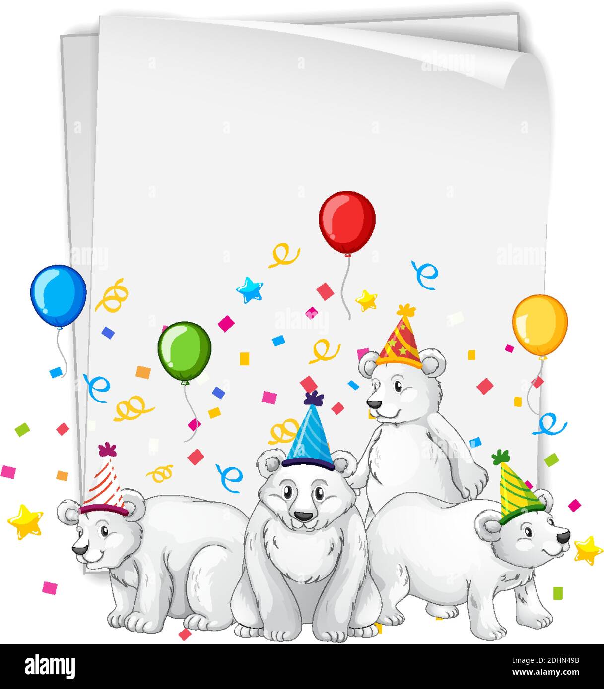 Paper template with cute animals in party theme illustration Stock ...