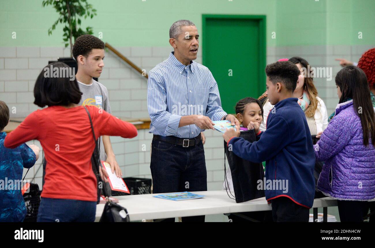 U.S. President Barack Obama participates in a community service project ...