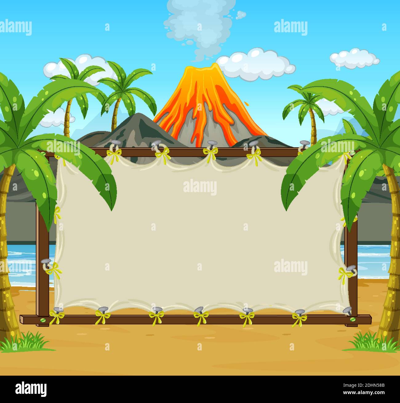 Blank banner on prehistoric scene background illustration Stock Vector ...