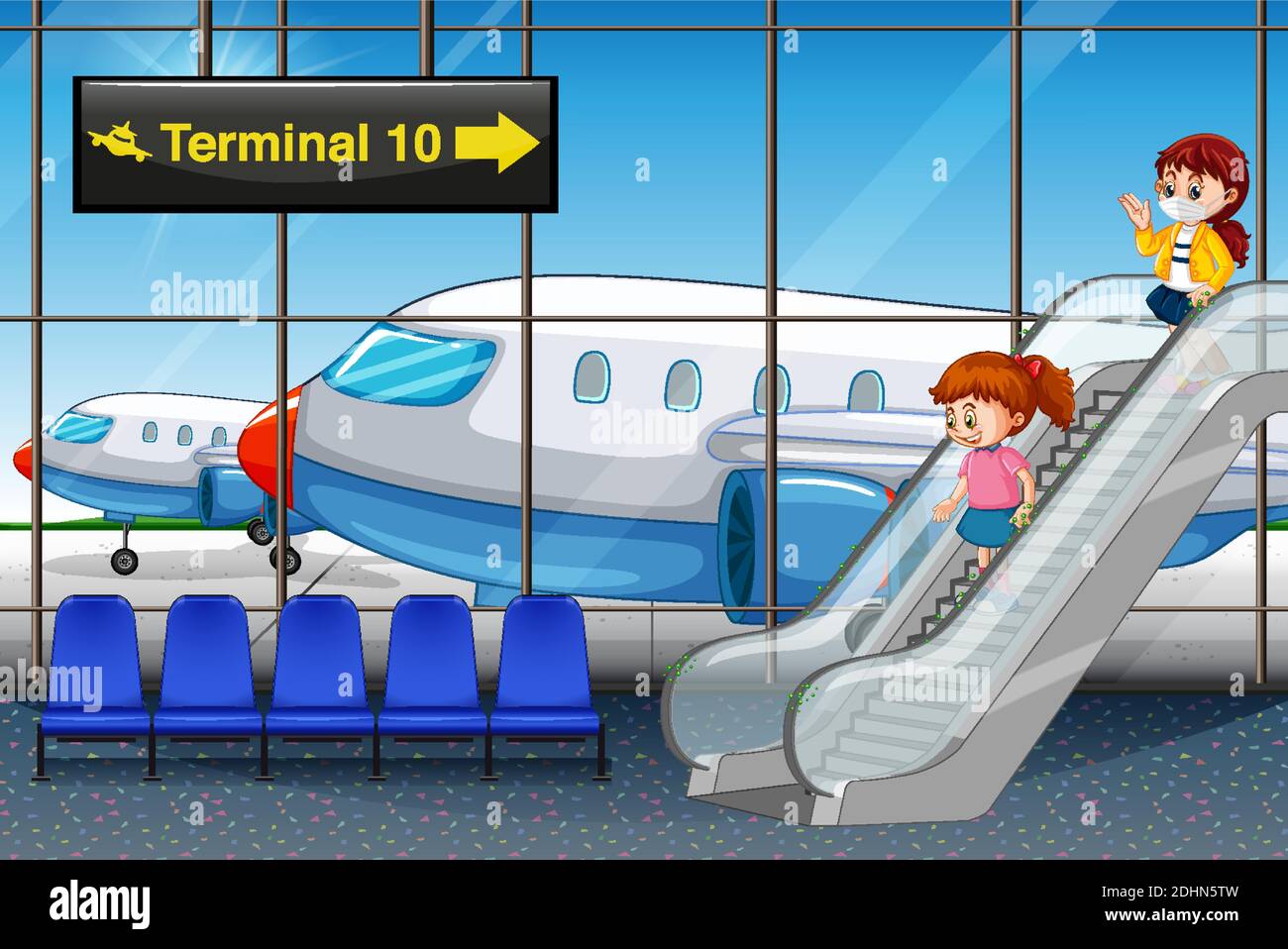 Girls arriving at the airport illustration Stock Vector Image & Art - Alamy