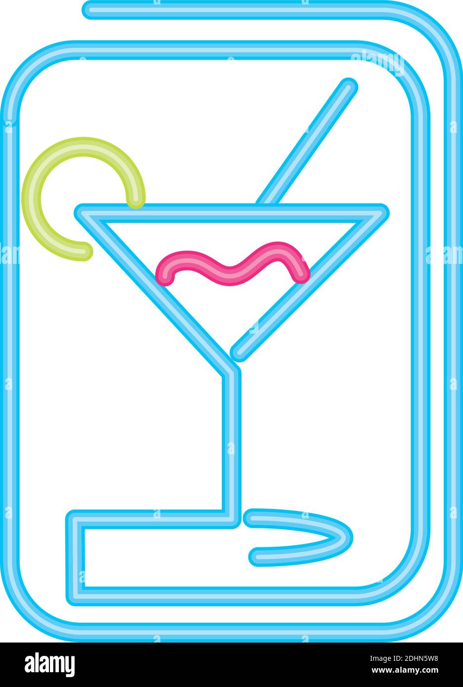 cocktail drinks neon sign icon on white background vector illustration ...