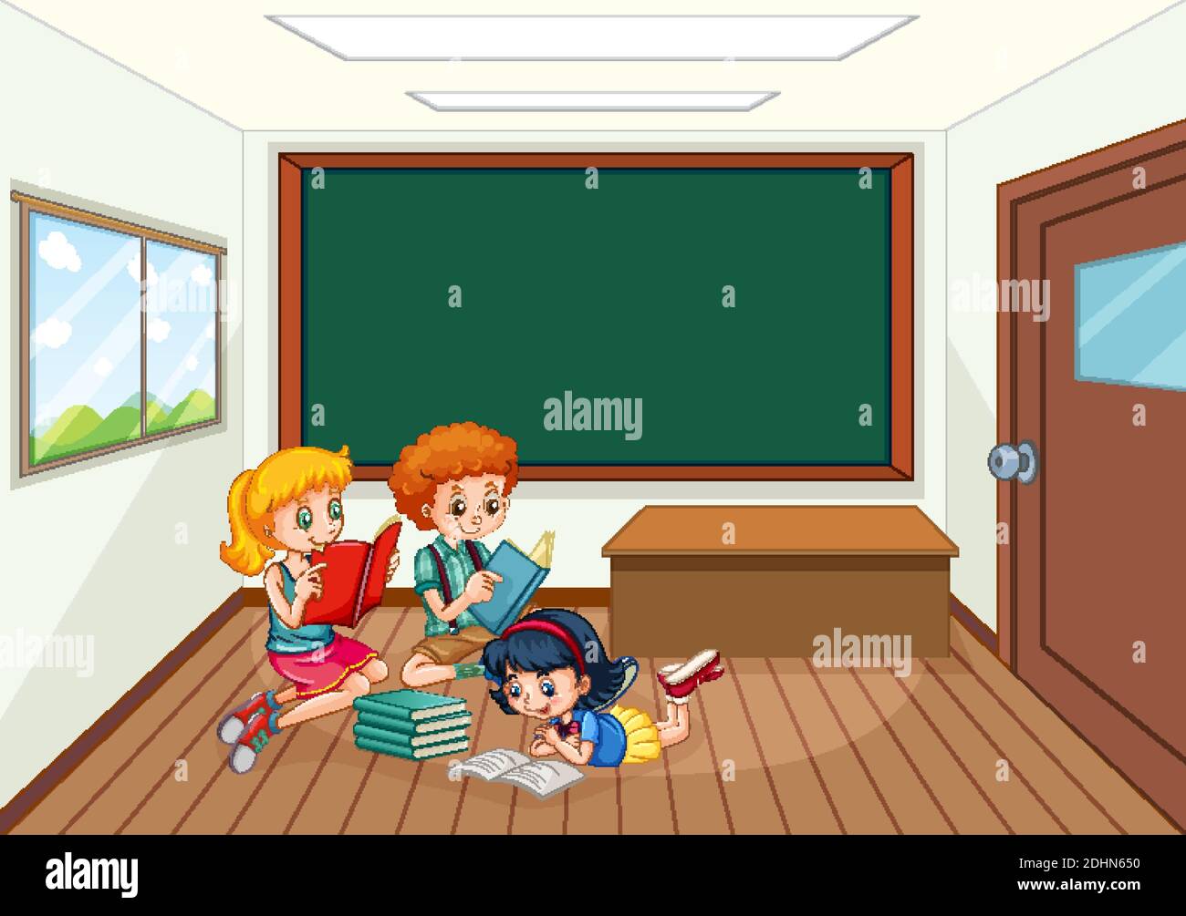 Students in the classroom background illustration Stock Vector Image ...