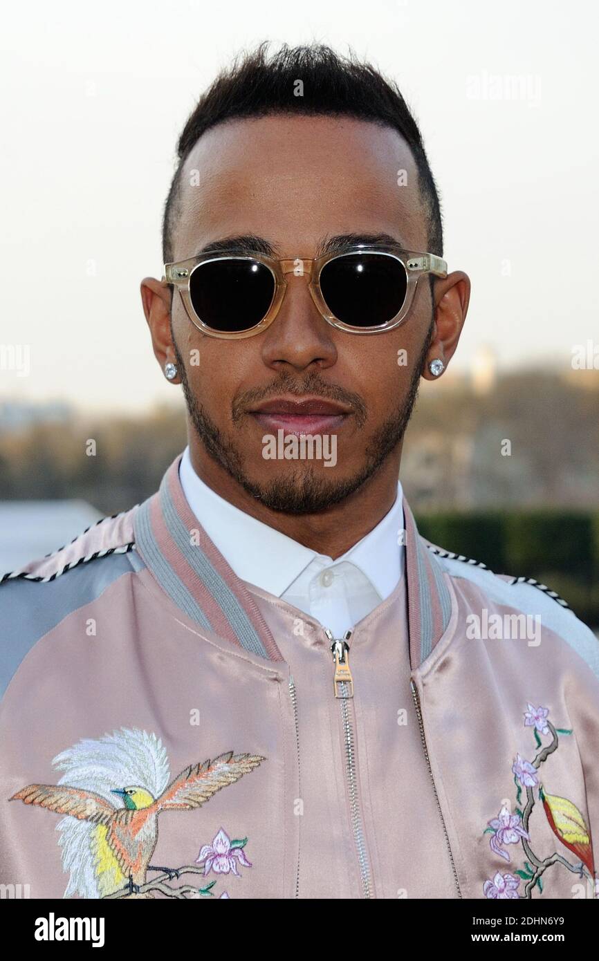 Lewis Hamilton arriving to the Louis Vuitton collection presentation as ...
