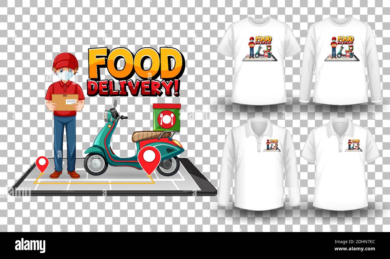 Set of mockup shirt with delivery theme illustration Stock Vector Image ...