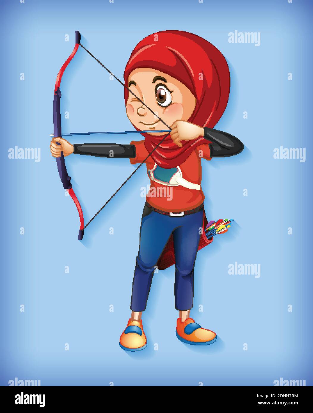 Female muslim archer character illustration Stock Vector Image & Art ...