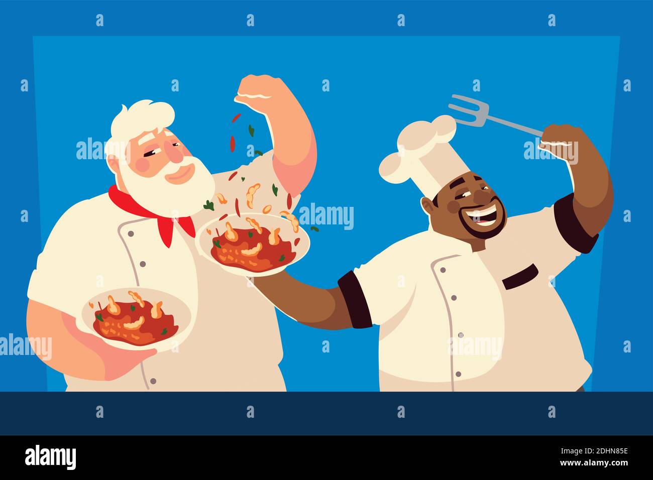 chefs preparing recipe soup worker restaurant vector illustration Stock ...