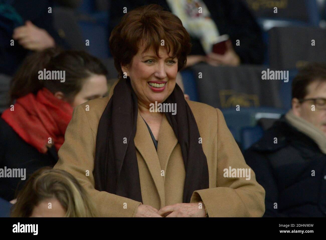 Roselyne Bachelot in the stands attending the French First League ...
