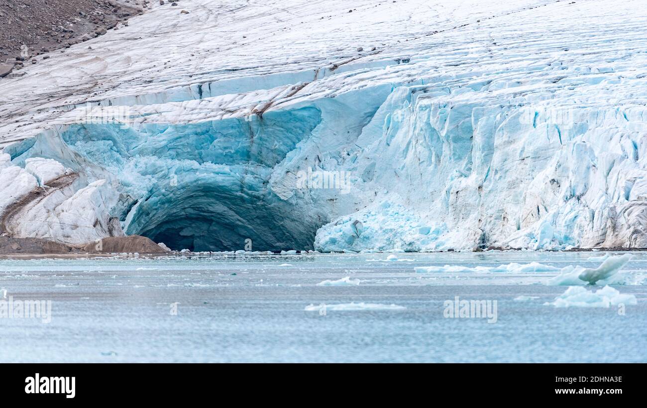 Ice-cave formed in Smeerenburg Glacier, north-western Spitsbergen ...