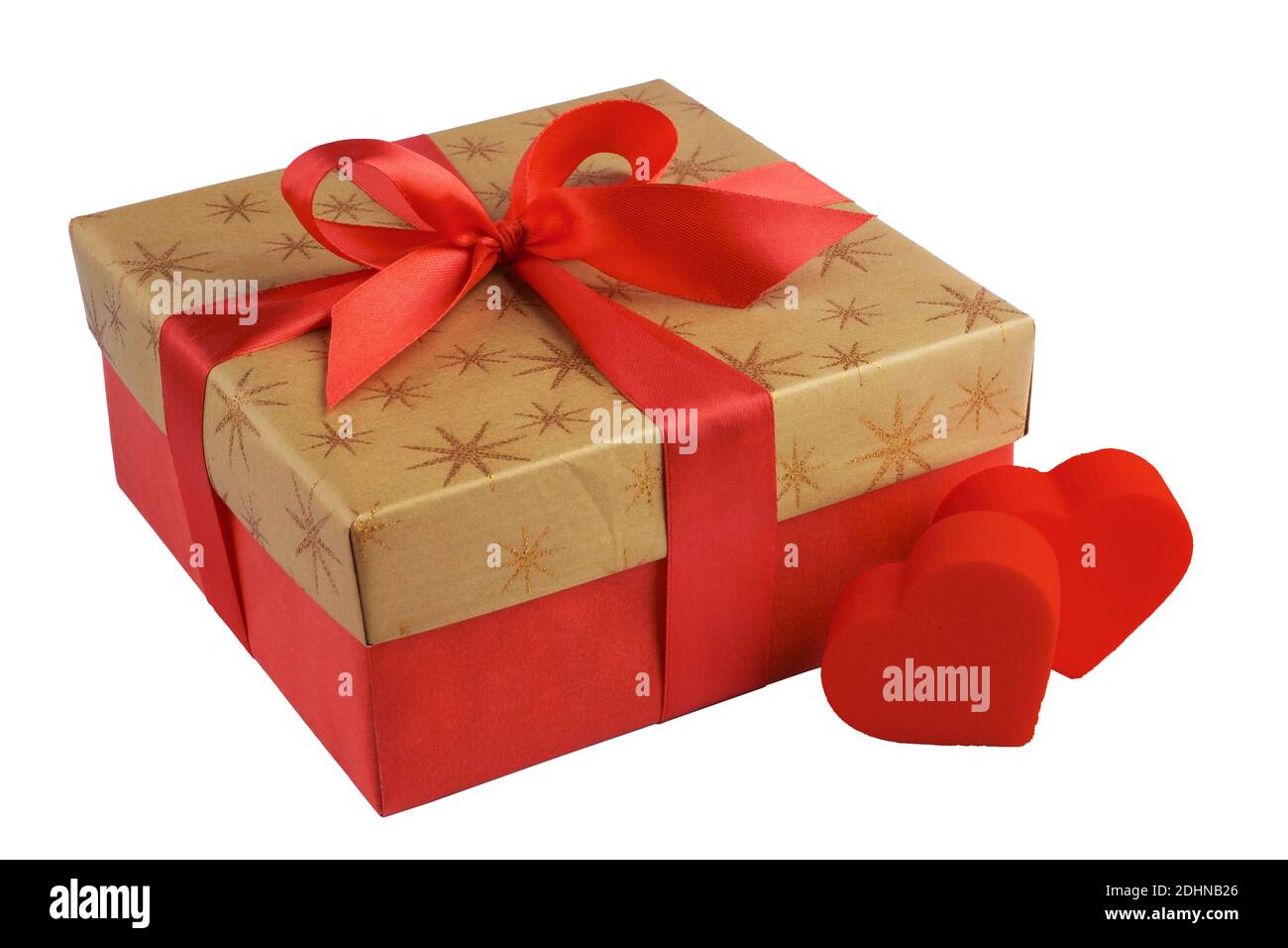 Two christmas gift box with red ribbon hi-res stock photography and ...