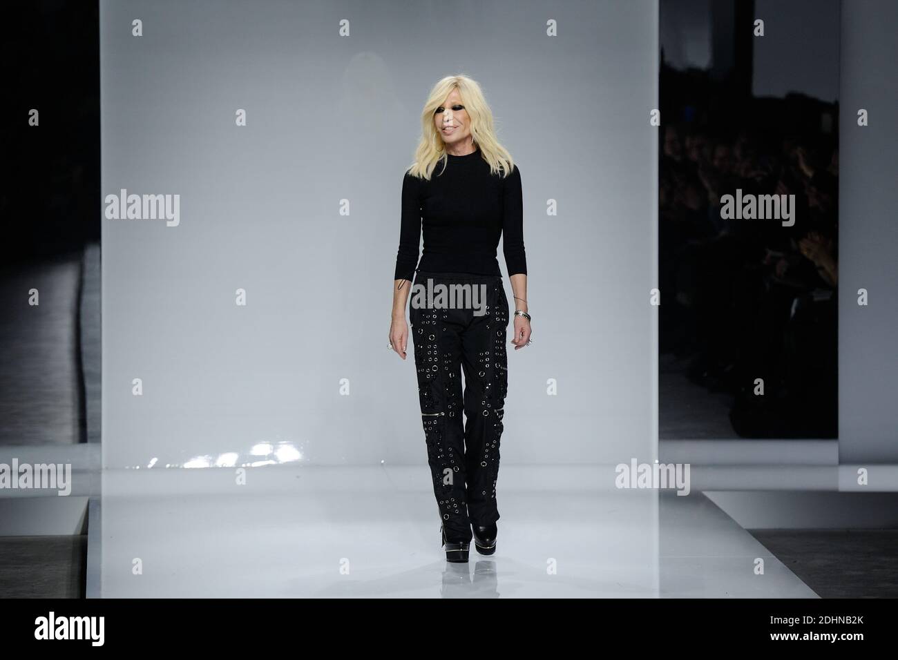 Donatella Versace walks the runway at the Versace Haute Couture Spring ...
