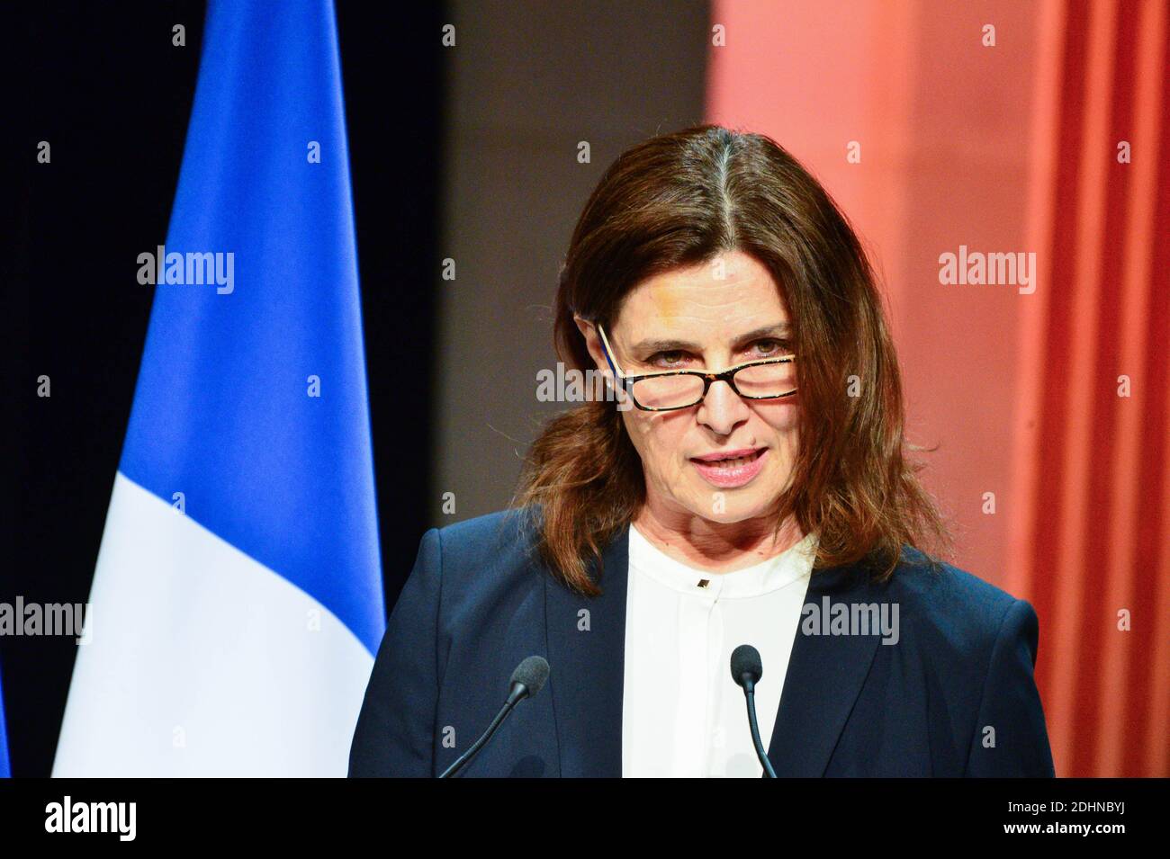Israel's ambassador to France Aliza Bin Noun delivers her speech during ...