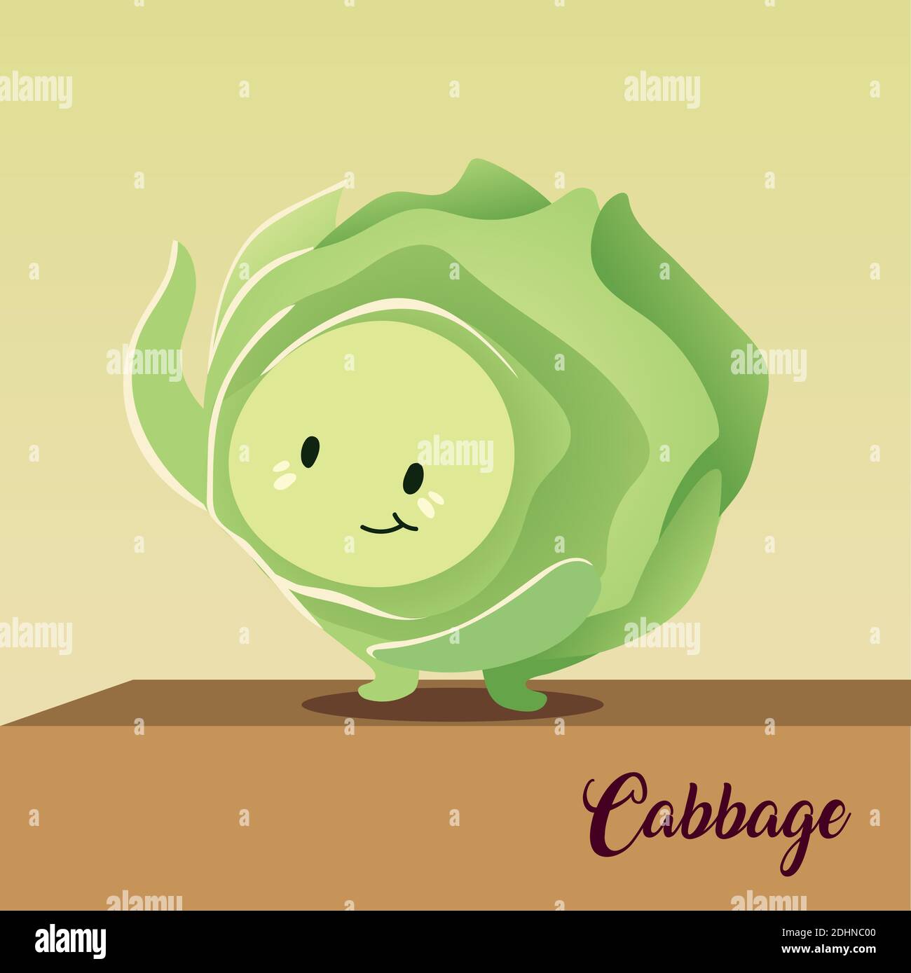 vegetable kawaii cartoon cute cabbage vector illustration Stock Vector ...
