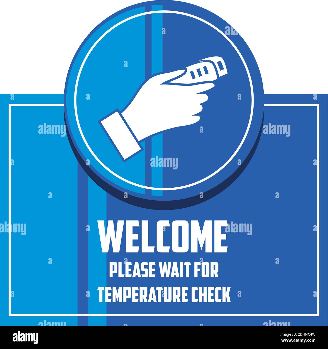 prevention of covid 19, temperature meter in hand, attention warning ...