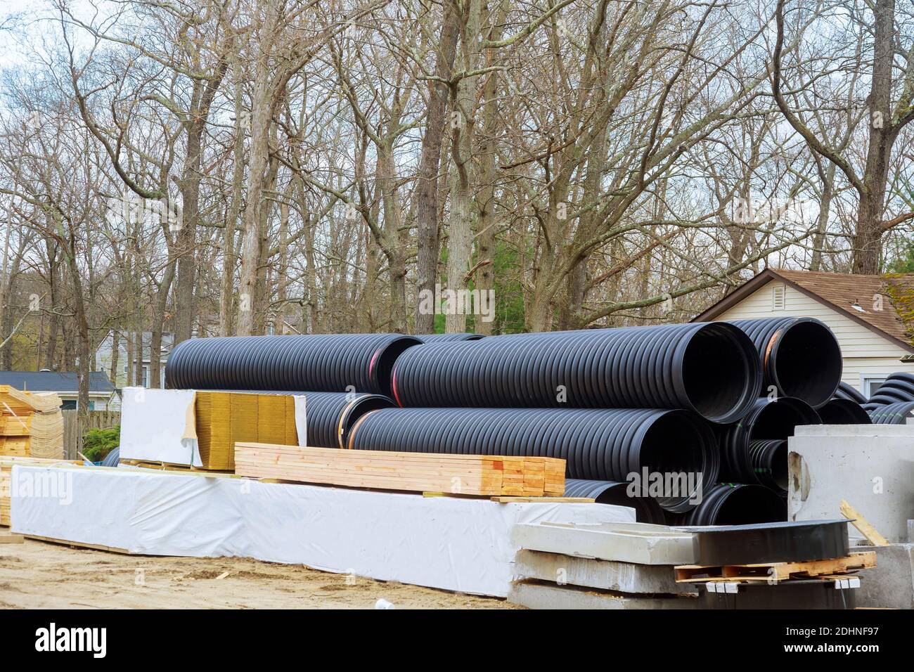 Stacked wooden building materials stack of boards wood frame beam ...