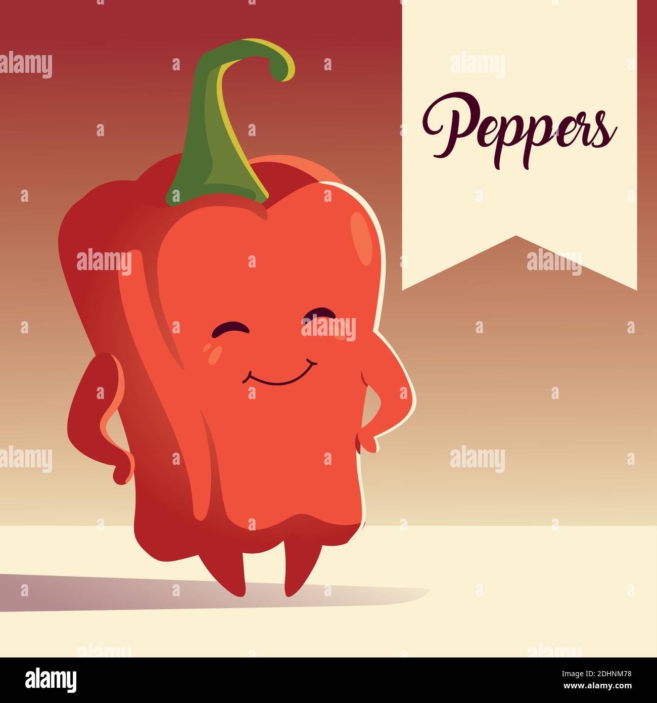 vegetable kawaii cartoon cute pepper vector illustration Stock Vector ...