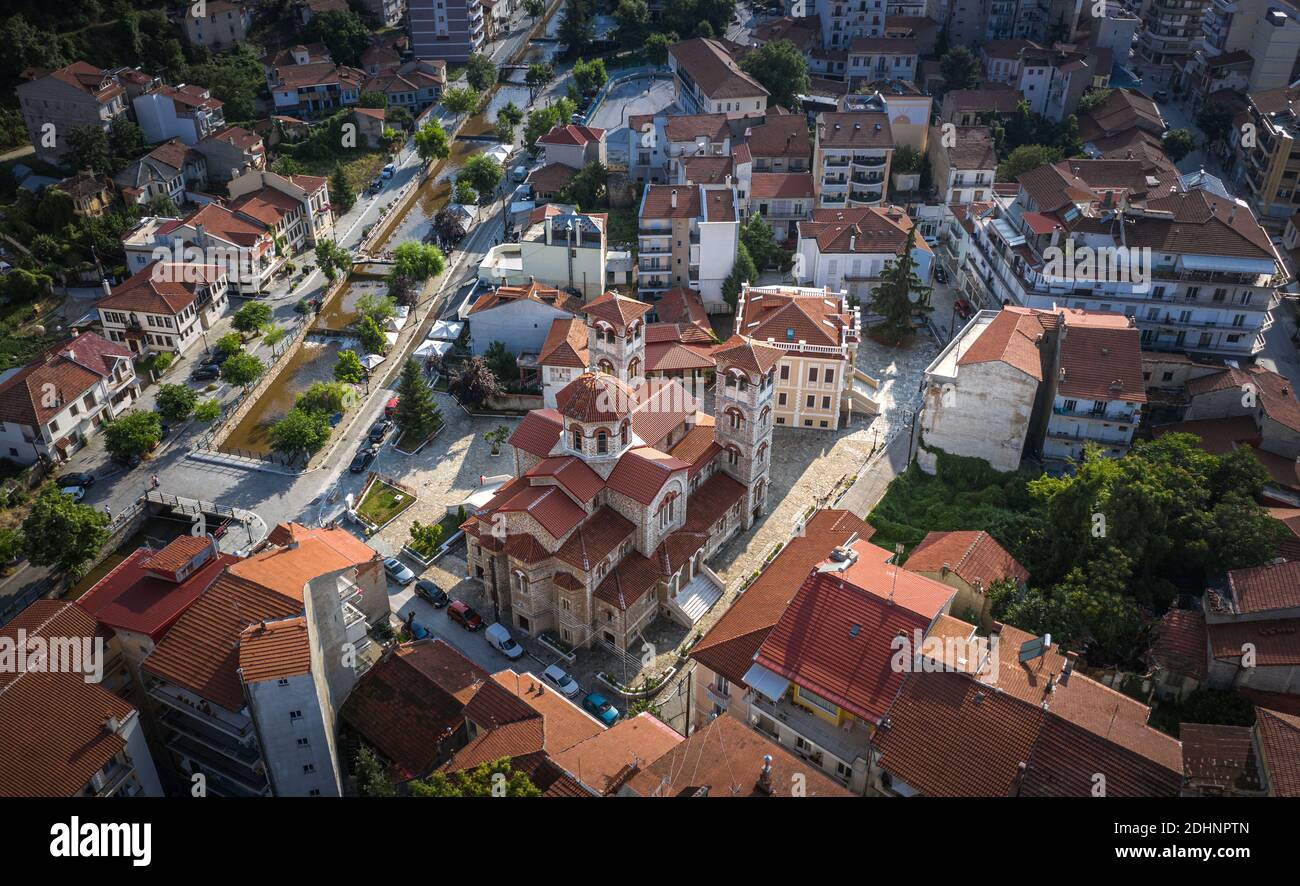 Aerial panoramic view of Florina city in northern Greece Stock Photo ...