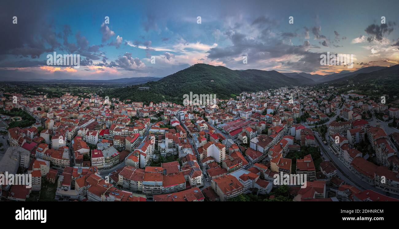 Aerial panoramic view of Florina city in northern Greece Stock Photo ...