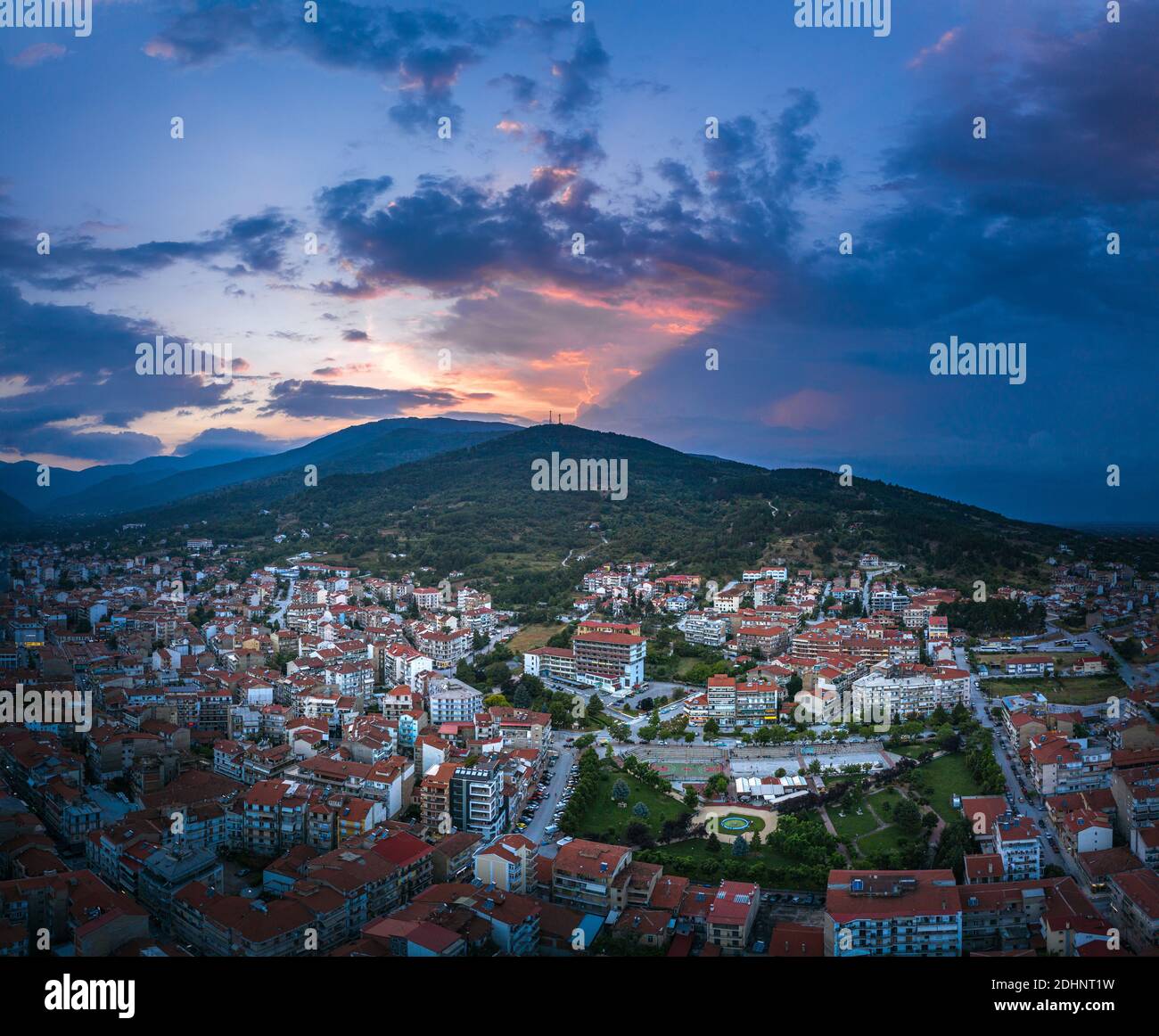 Aerial panoramic view of Florina city in northern Greece Stock Photo ...