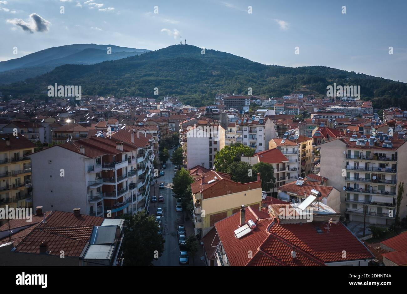 Aerial panoramic view of Florina city in northern Greece Stock Photo ...