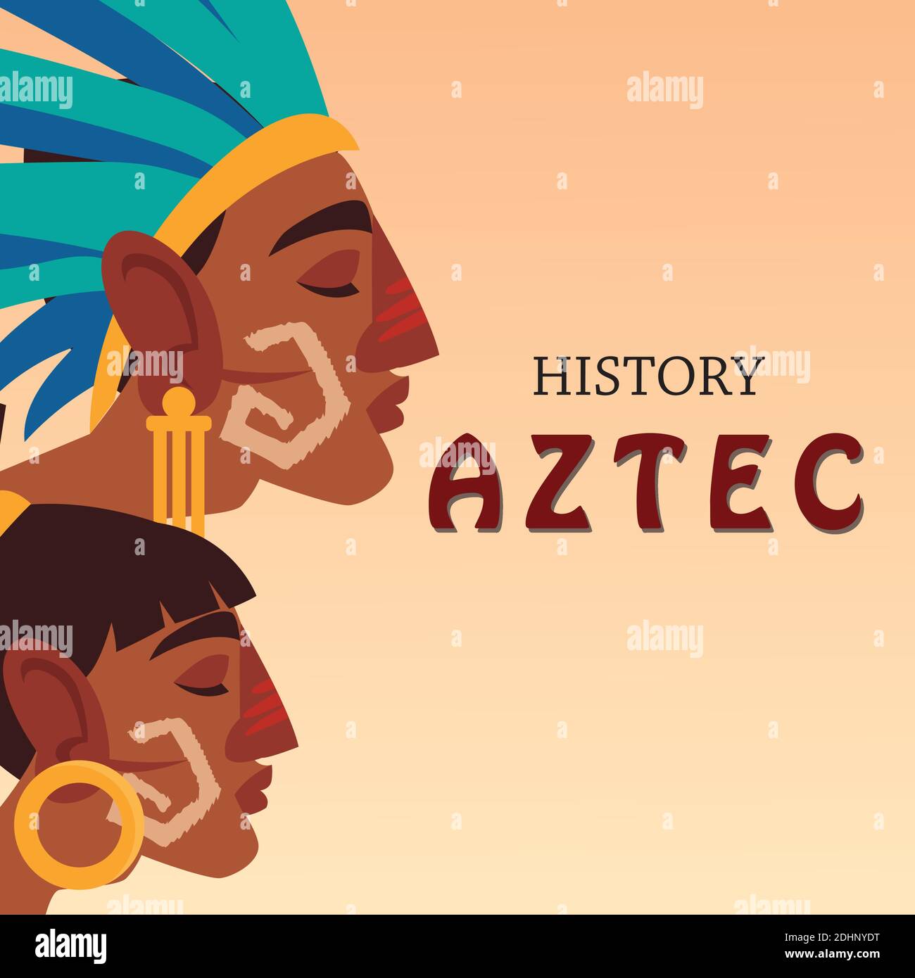 warrior men profile characters history aztec poster vector illustration ...
