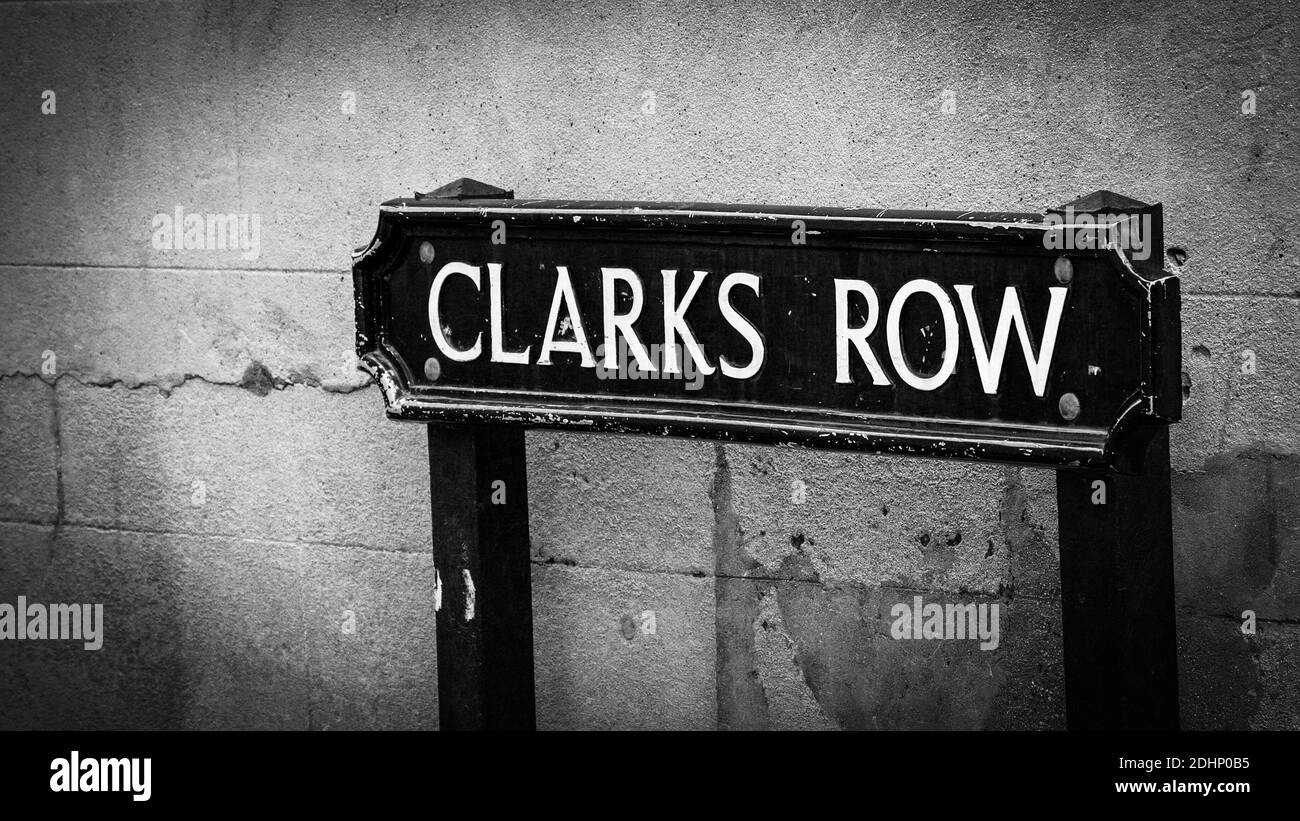 Clarks Row street sign in Oxford England in black and white Stock Photo ...