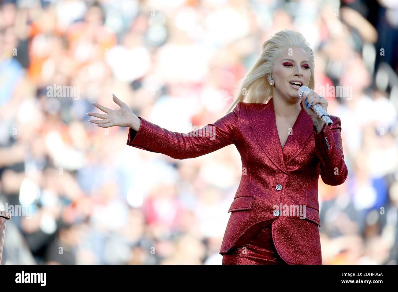 Lady gaga sings the national anthem hi-res stock photography and images ...