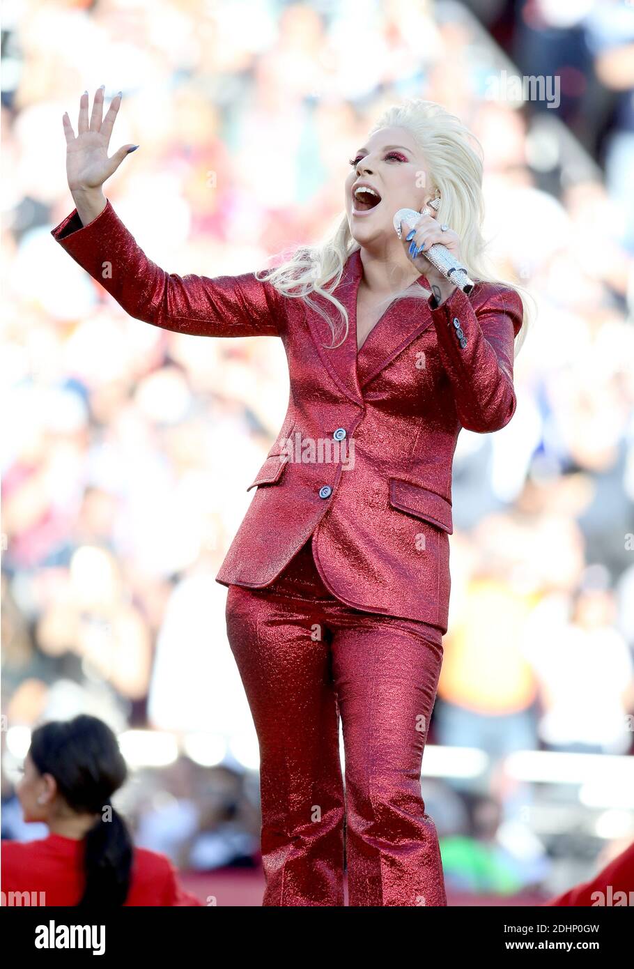 Lady gaga sings the national anthem hi-res stock photography and images ...