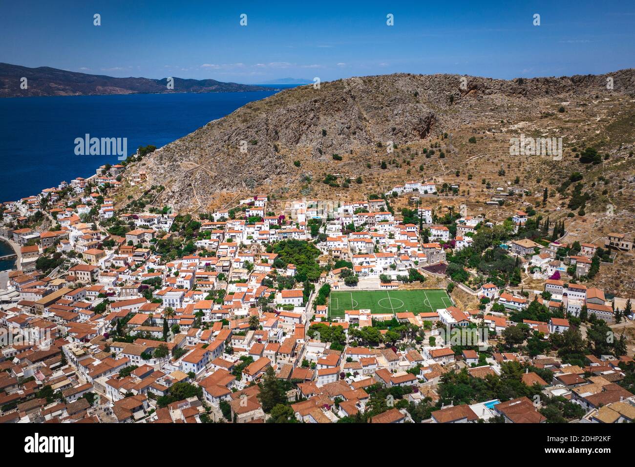 Aerial view of Hydra Island, Greece Stock Photo - Alamy