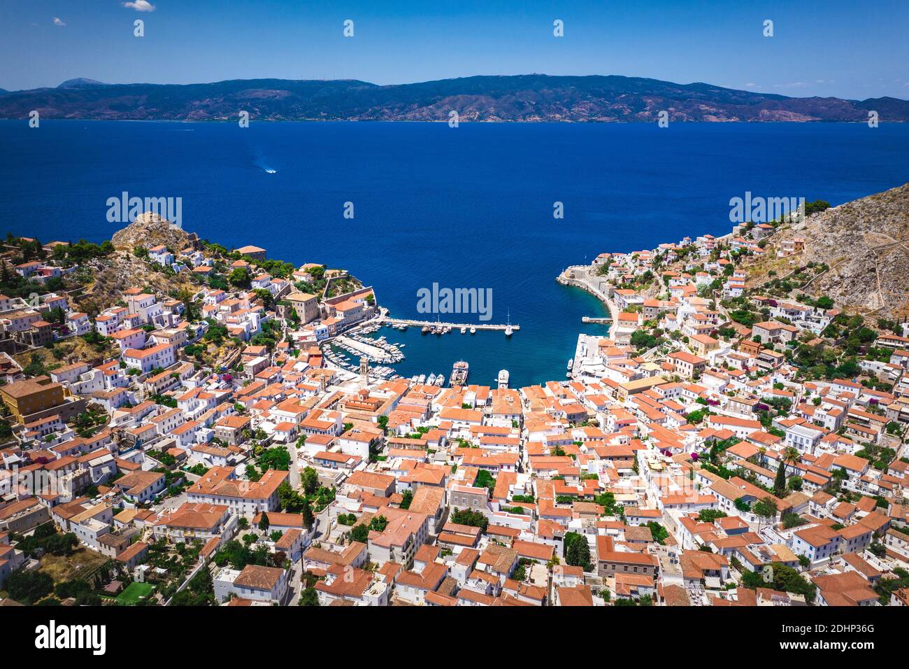 Aerial view of Hydra Island, Greece Stock Photo - Alamy