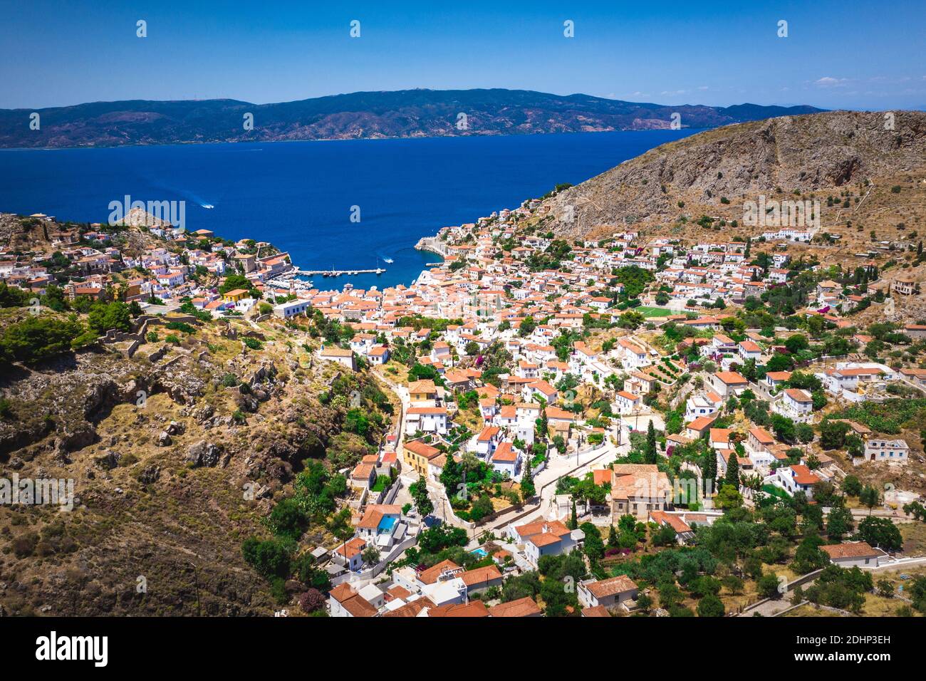 Aerial view of Hydra Island, Greece Stock Photo - Alamy