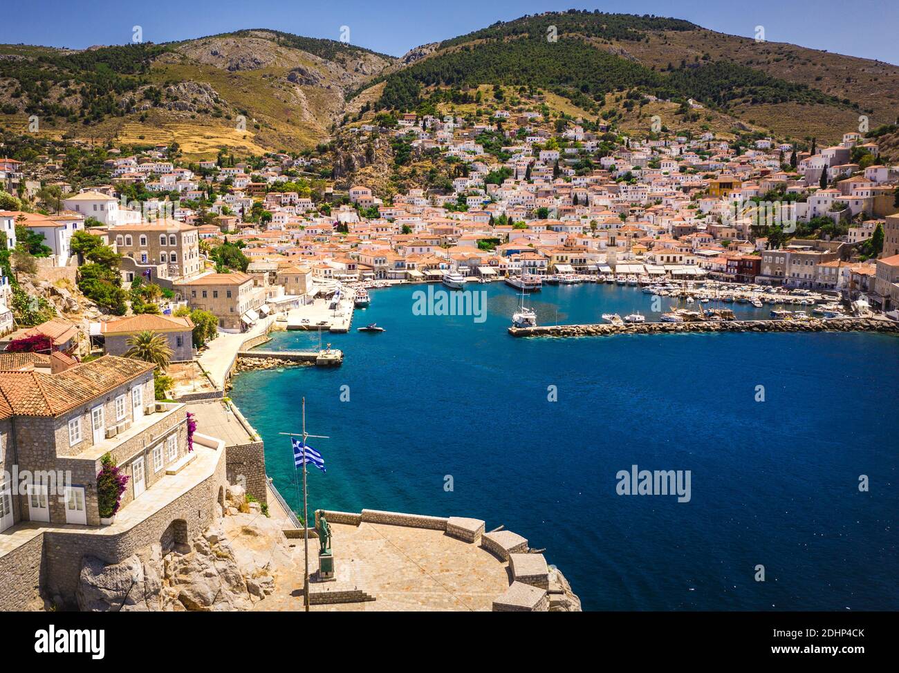 Aerial view of Hydra Island, Greece Stock Photo - Alamy
