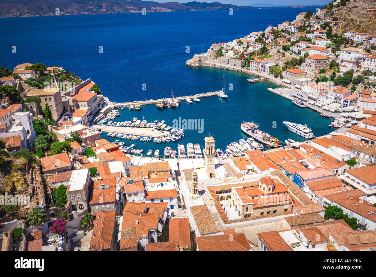Aerial view of Hydra Island, Greece Stock Photo - Alamy